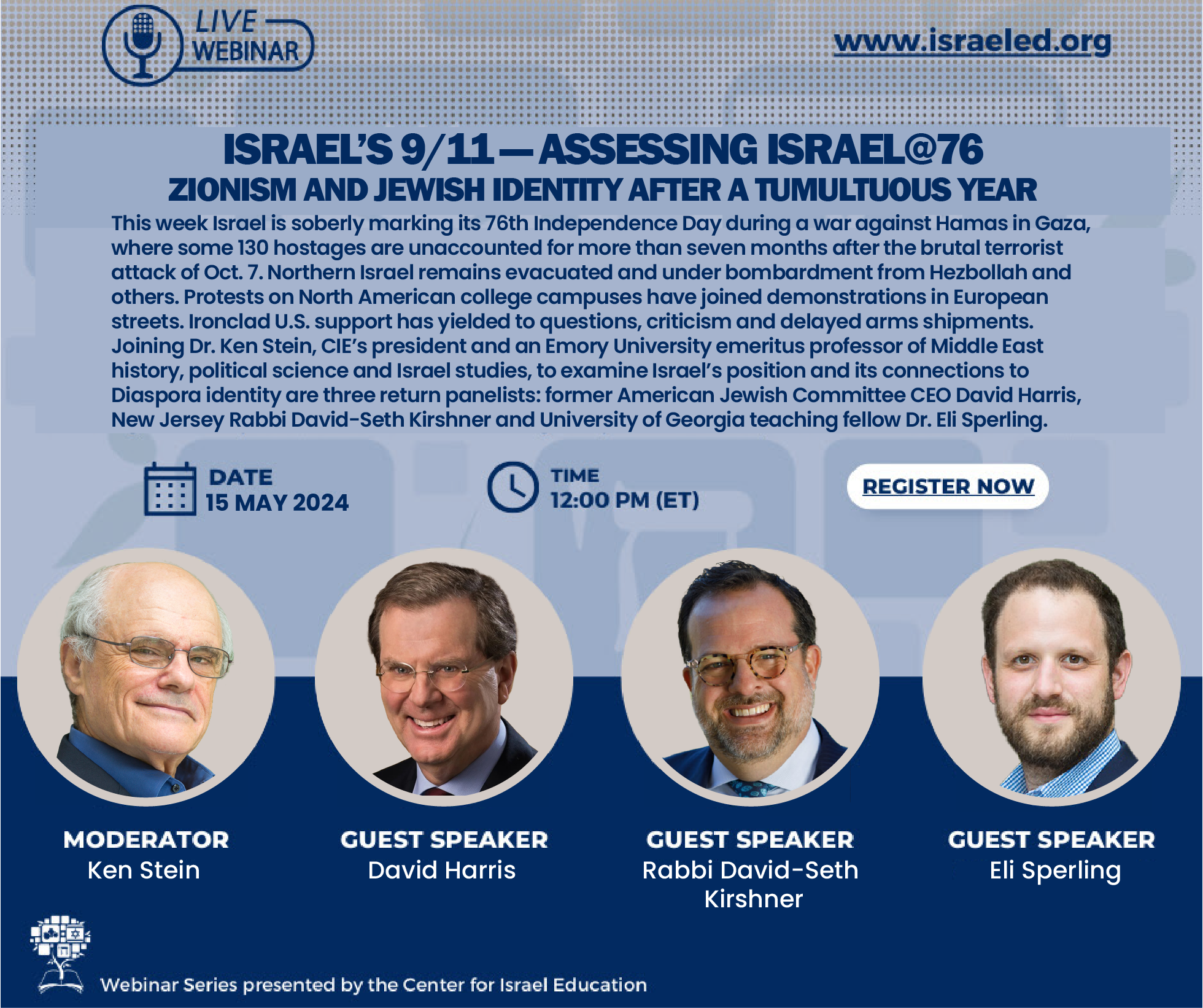 Israel’s 9/11 — Assessing Israel@76 (1:04:20) | CIE