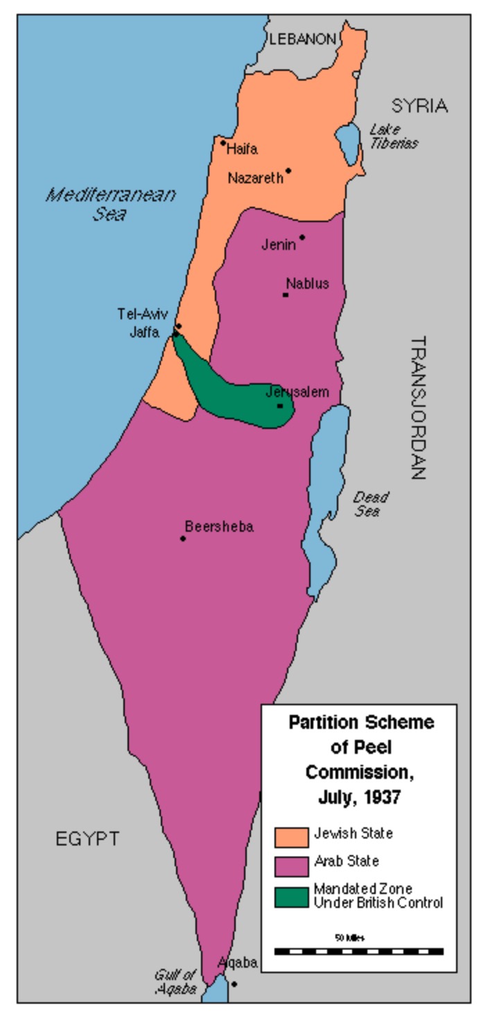 Map of Peel (Partition) Report for Arab and Jewish States, 1937 | CIE