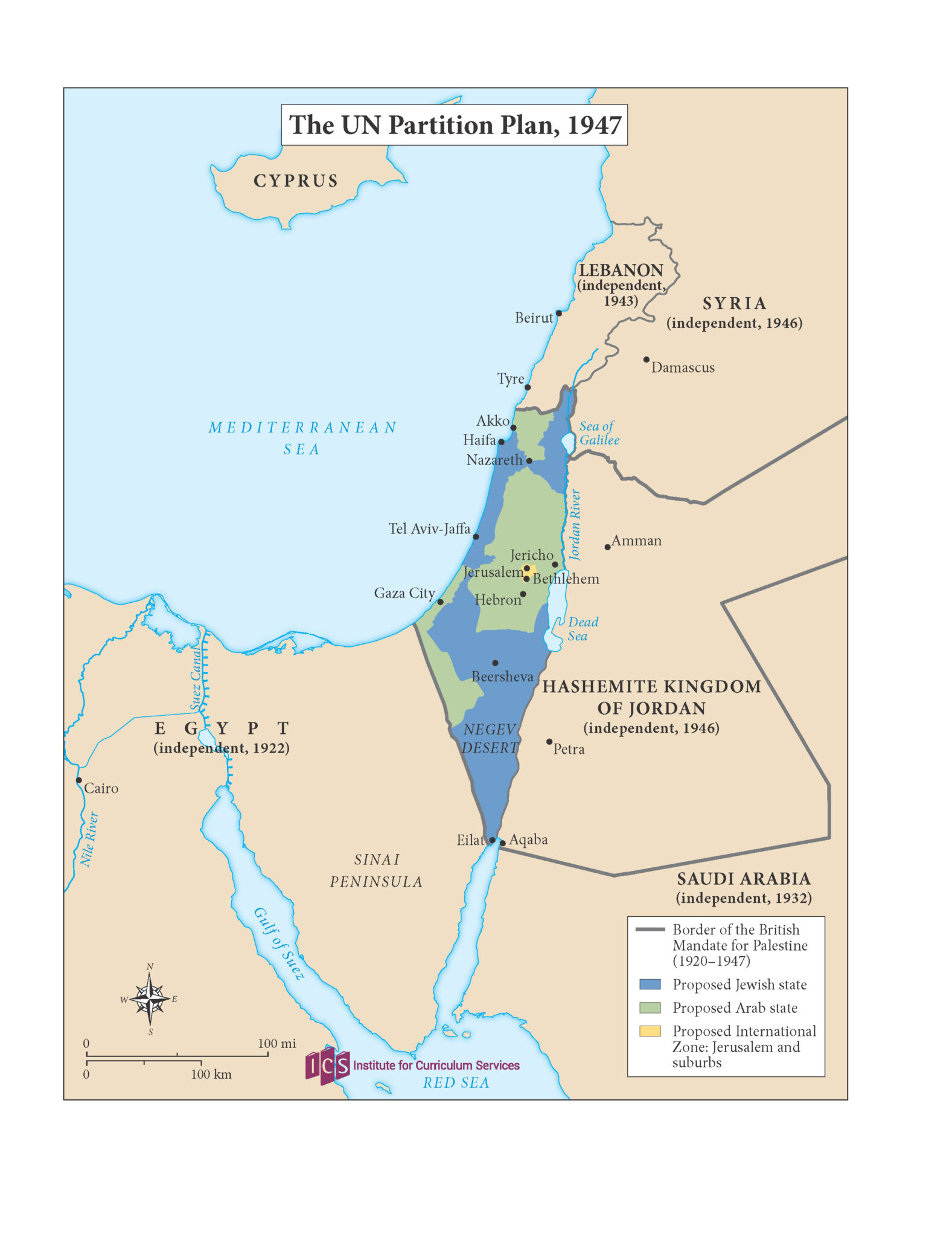 Map of U.N. Partition Plan, 1947 | CIE