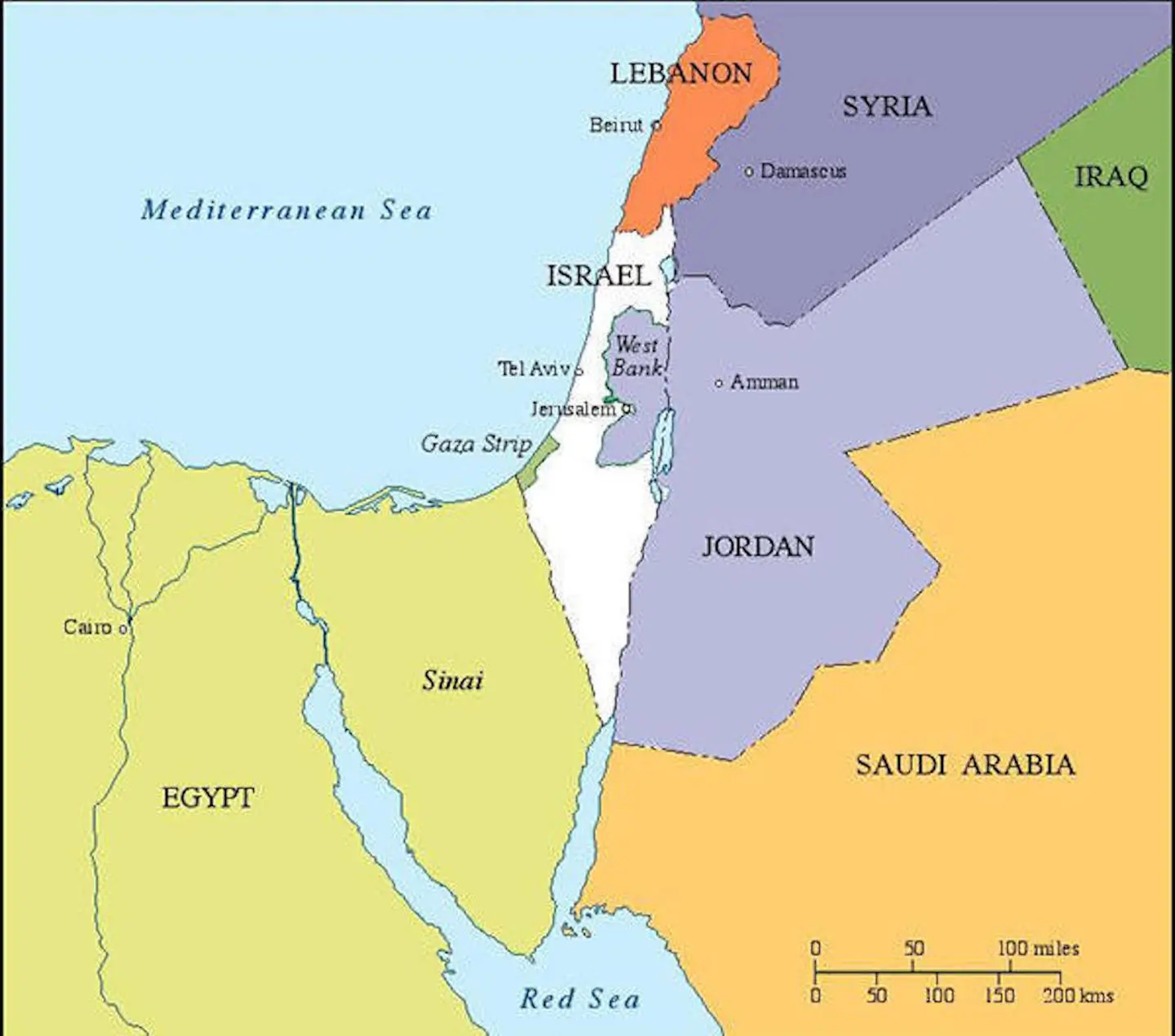 Map of Israel and Surrounding Arab States, 2025 | CIE